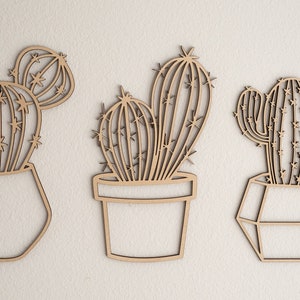 Cactus Decor Laser Cut Wood Geometric Art Laser Cut Art - Etsy
