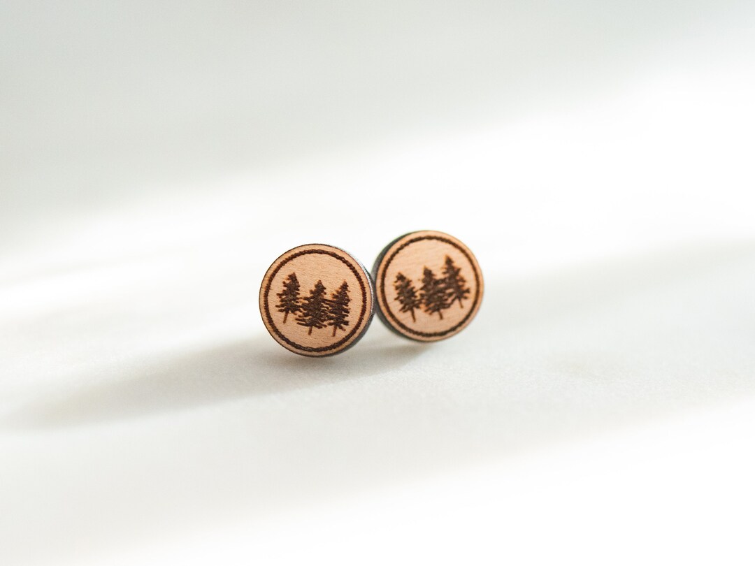 Tree Wood Earrings, Pine Tree Wood Earrings, Nature Earrings, Cute ...