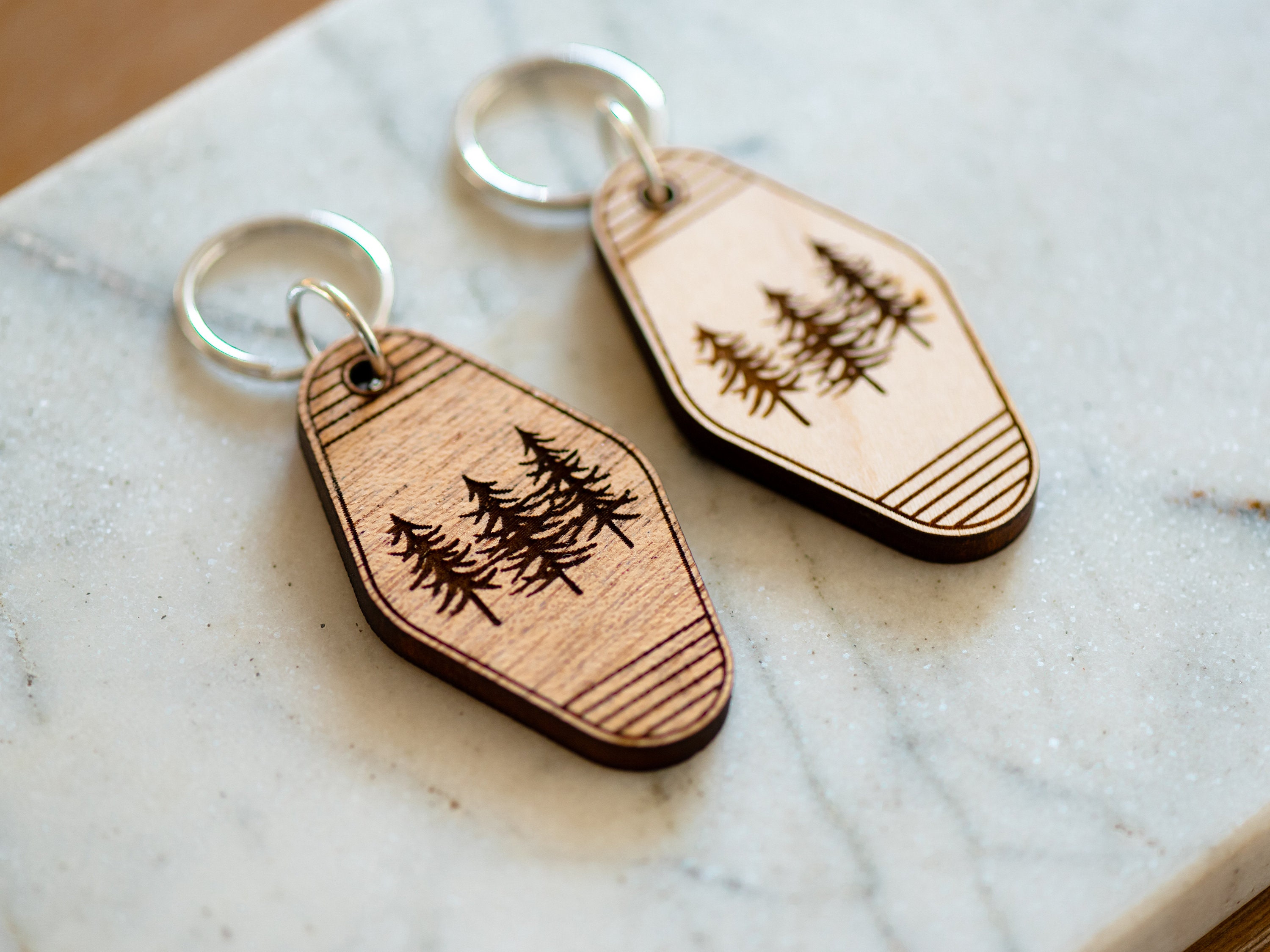 Tree Wood Keychain Camping Keychain Accessory Forest - Etsy