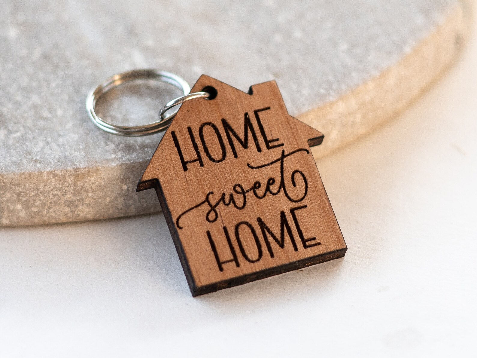 Home Sweet Home Wood Keychain There's No Place Like Home | Etsy