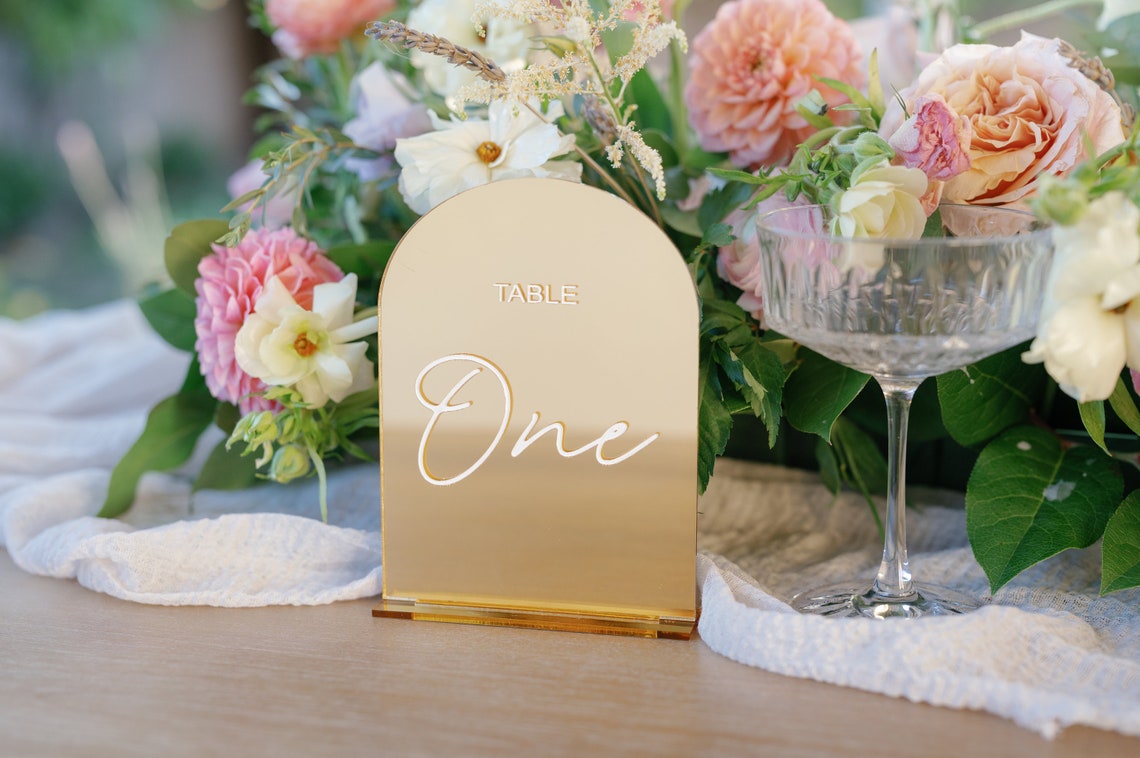 Gold Acrylic Arch Wedding Table Numbers Wedding Table Decor - Etsy