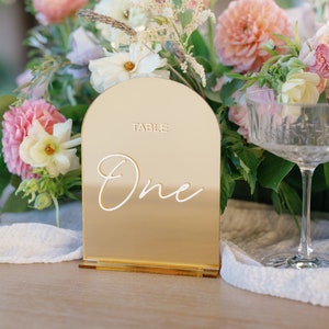 Gold Acrylic Arch Wedding Table Numbers Wedding Table Decor - Etsy