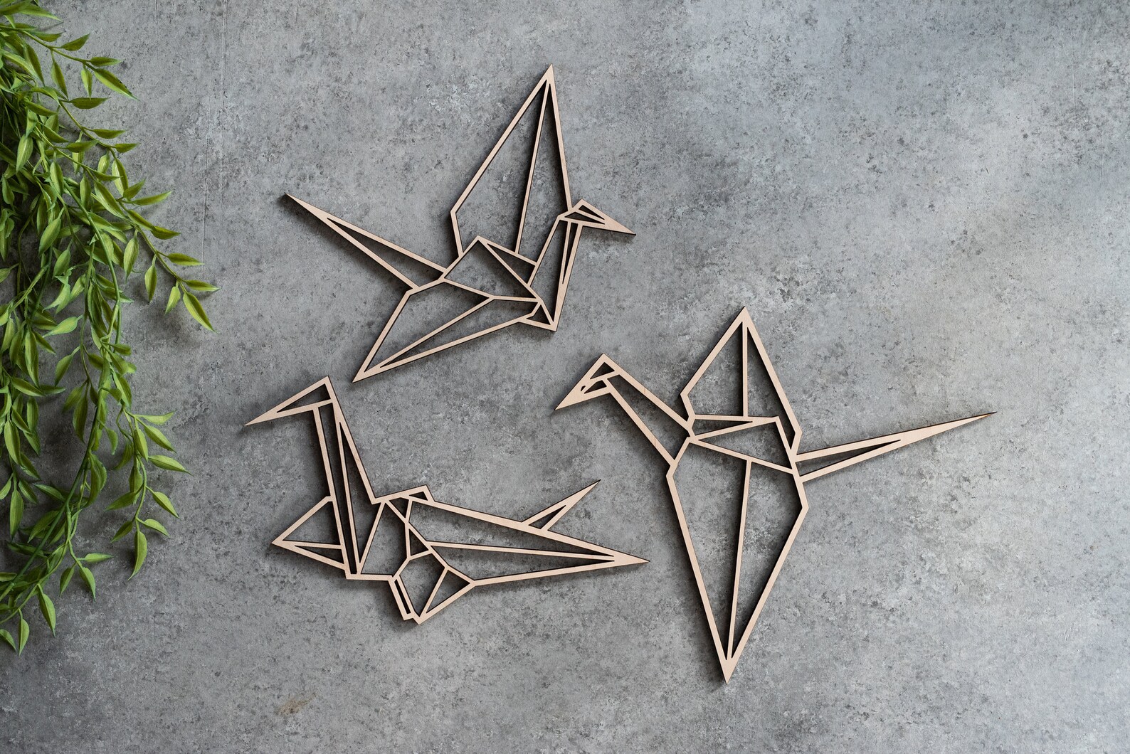 Origami Crane Decor Laser Cut Wood Geometric Art Laser Cut | Etsy