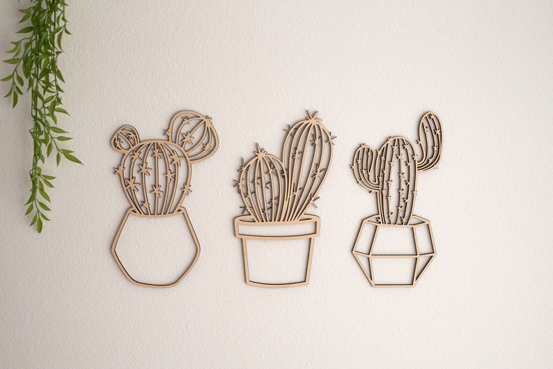 Cactus Decor Laser Cut Wood Geometric Art Laser Cut Art - Etsy
