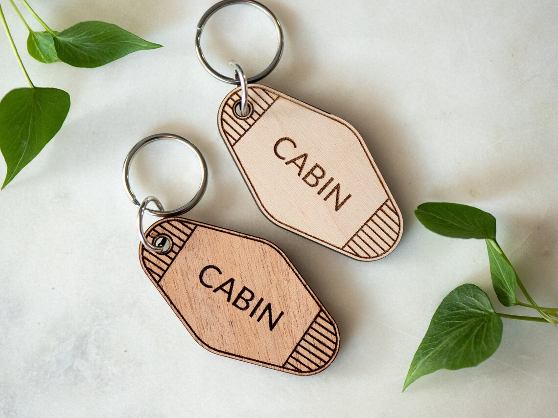 Cabin Wood Keychain Vacation Home Keychain Hotel Retro | Etsy