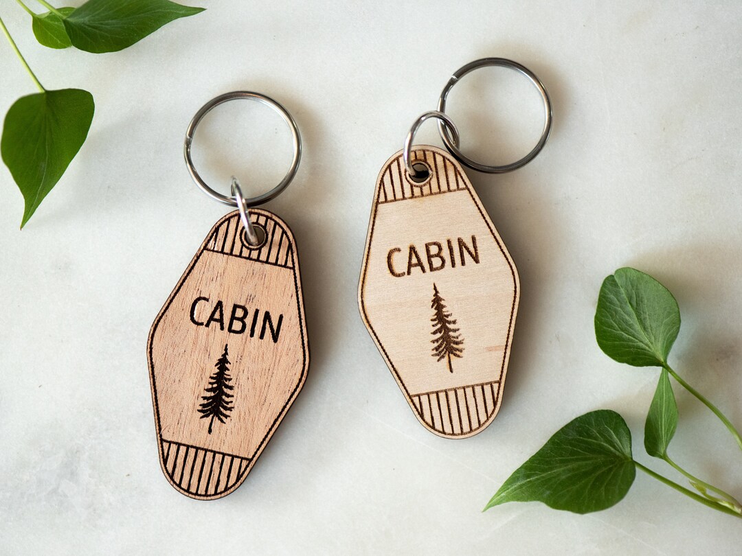 Cabin Wood Keychain, Vacation Home Keychain, Hotel Retro Keychain ...