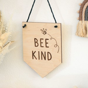 Bee Kind Wood Pennant, Wood Nursery Pennant, Baby Room Decor, Pennant ...