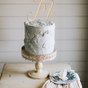Monogram Wood Cake Topper, Personalized Wood Cake Topper, Script Letter ...