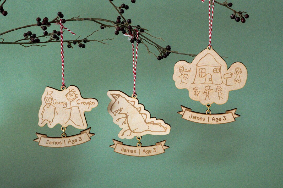 Your Child's Drawing Ornament, Drawing Into Ornament, Christmas Gift ...