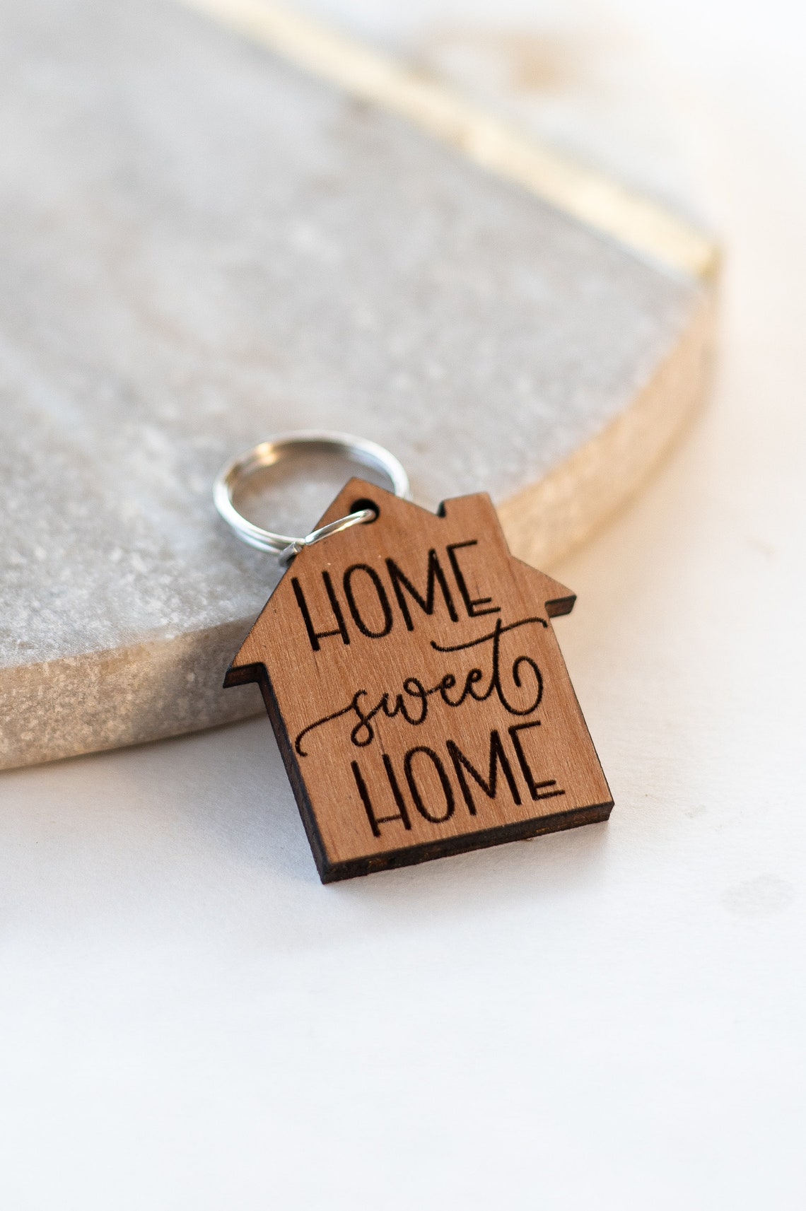 Home Sweet Home Wood Keychain There's No Place Like Home - Etsy