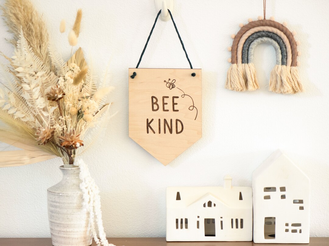 Bee Kind Wood Pennant, Wood Nursery Pennant, Baby Room Decor, Pennant ...