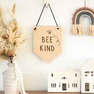 Bee Kind Wood Pennant, Wood Nursery Pennant, Baby Room Decor, Pennant ...