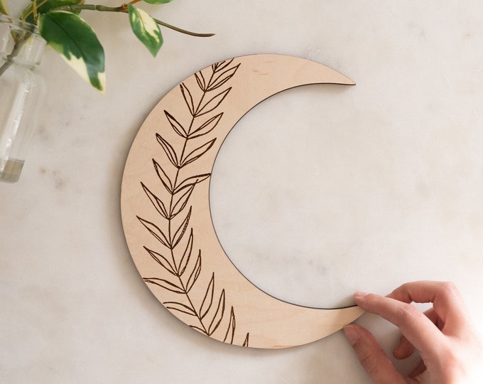 Floral Moon Decor Crescent Moon Celestial Decor Mystical | Etsy
