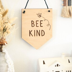 Bee Kind Wood Pennant, Wood Nursery Pennant, Baby Room Decor, Pennant ...