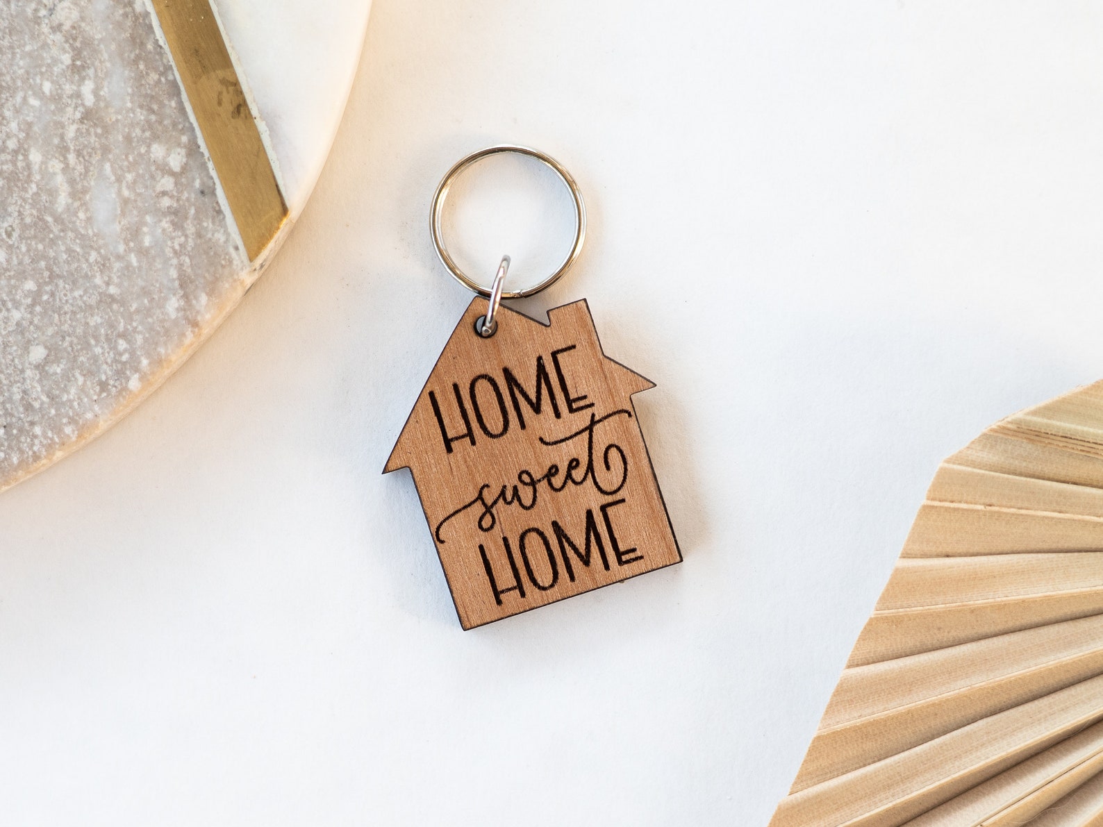 Home Sweet Home Wood Keychain There's No Place Like Home | Etsy