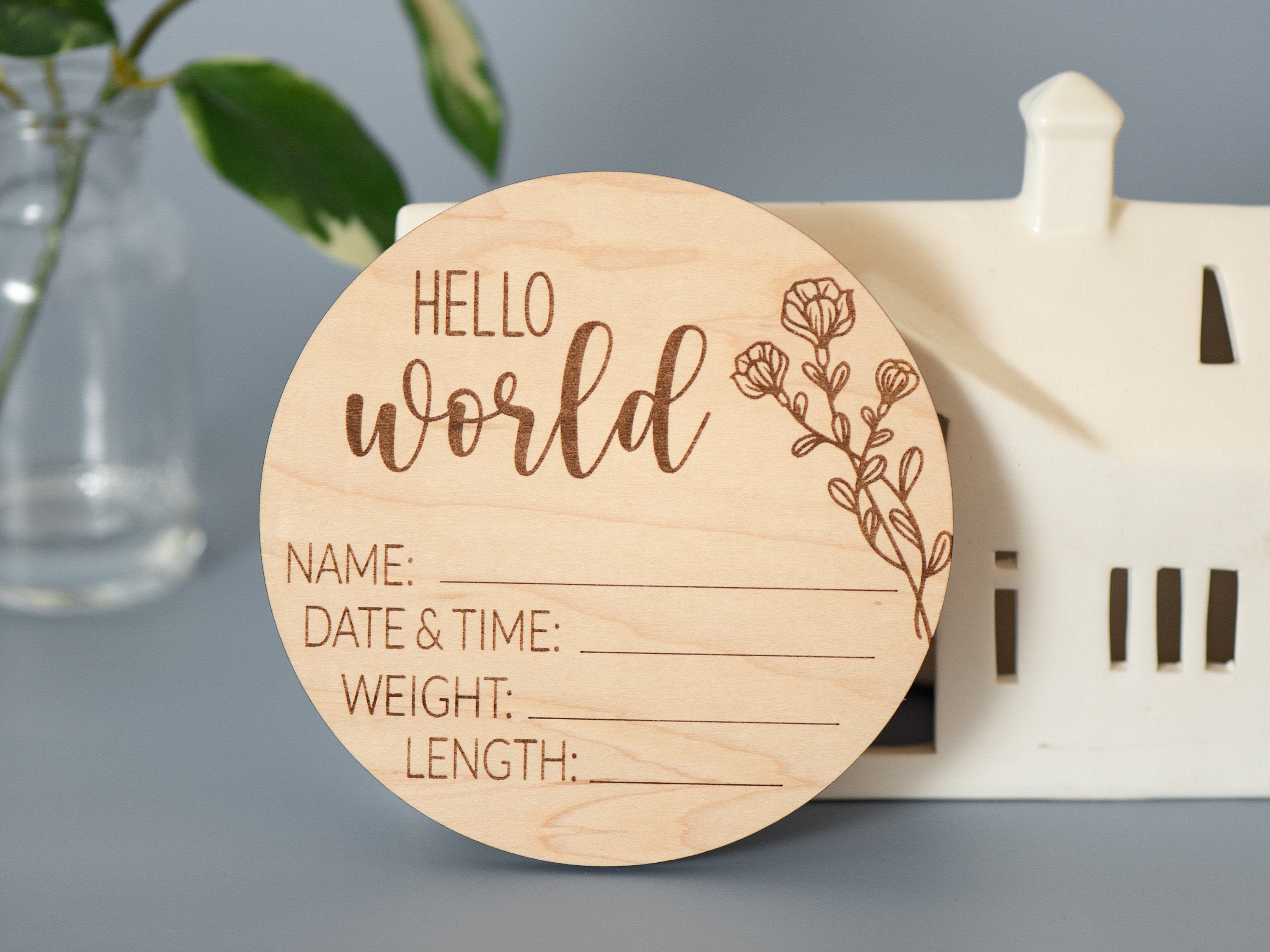 Floral Hello World Baby Name Announcement Birth Announcement | Etsy