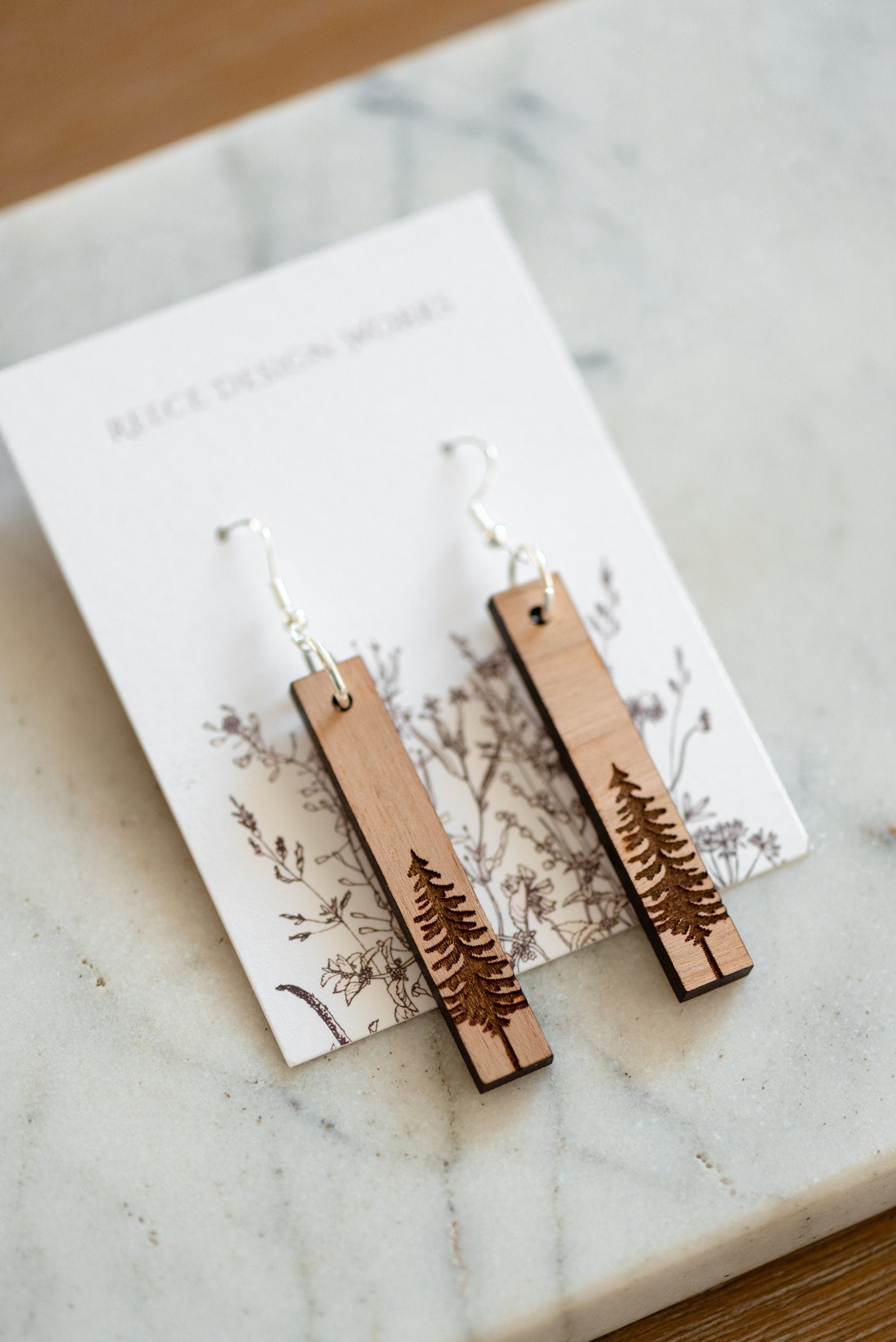 Tree Wood Earrings Pine Tree Wood Earrings Nature Dangle - Etsy