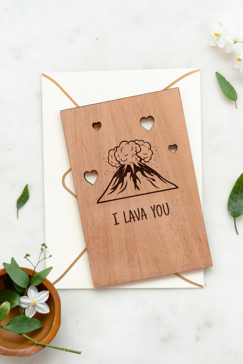 I Lava You Wood Card Volcano Valentine's Day Card Wood - Etsy