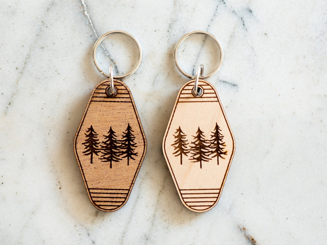 Tree Wood Keychain, Camping Keychain Accessory, Forest Keychain, Eco ...