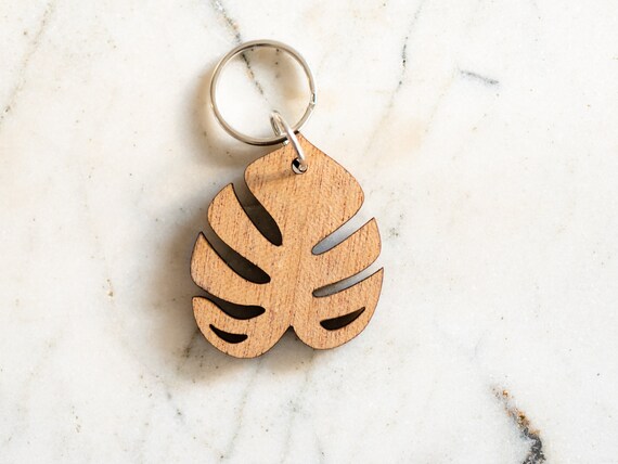 Monstera Leaf Wood Keychain Plant Keychain Nature Keychain | Etsy