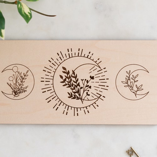 Floral Moon Decor Crescent Moon Celestial Decor Mystical - Etsy