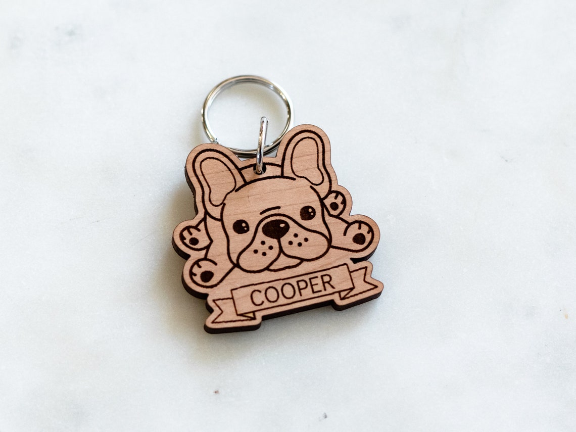 Custom French Bulldog Keychain Personalized Boston Terrier - Etsy