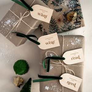 Set of Something You Want Wear Read Need Christmas Tags, Christmas ...