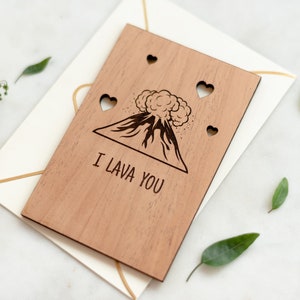 I Lava You Wood Card, Volcano Valentine's Day Card, Wood Anniversary ...