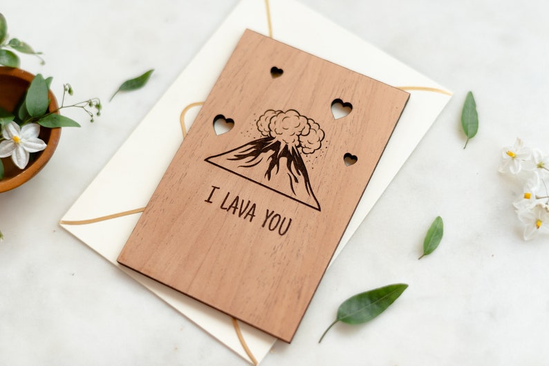 I Lava You Wood Card Volcano Valentine's Day Card Wood - Etsy