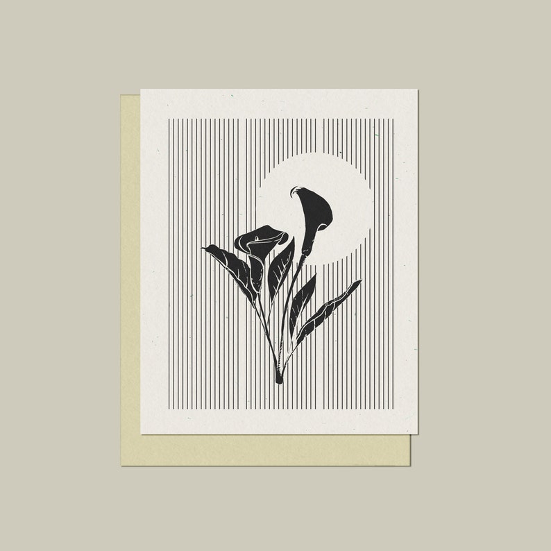 Set of 5 Cards Mod Calla Lily Letter-pressed Blank Cards, Stationery ...