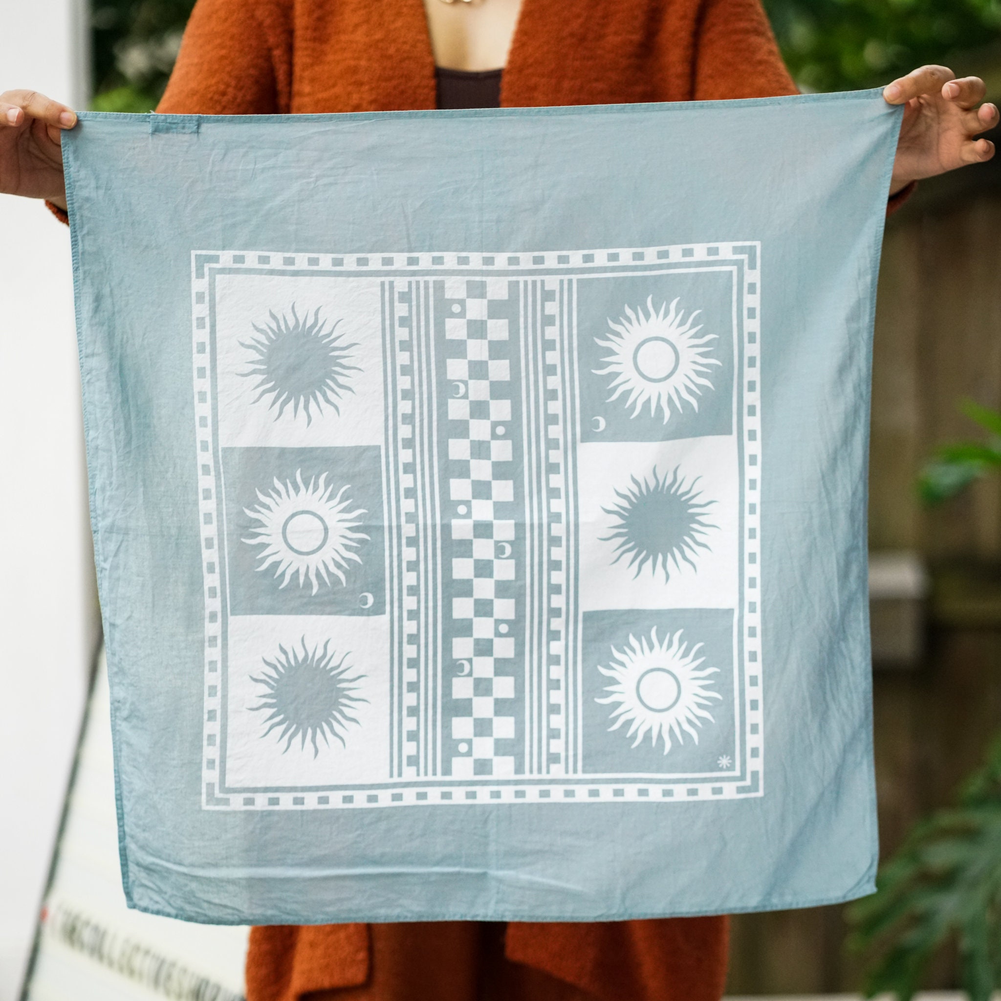 Organic Cotton Solstice Checkerboard Bandana Screen-printed - Etsy