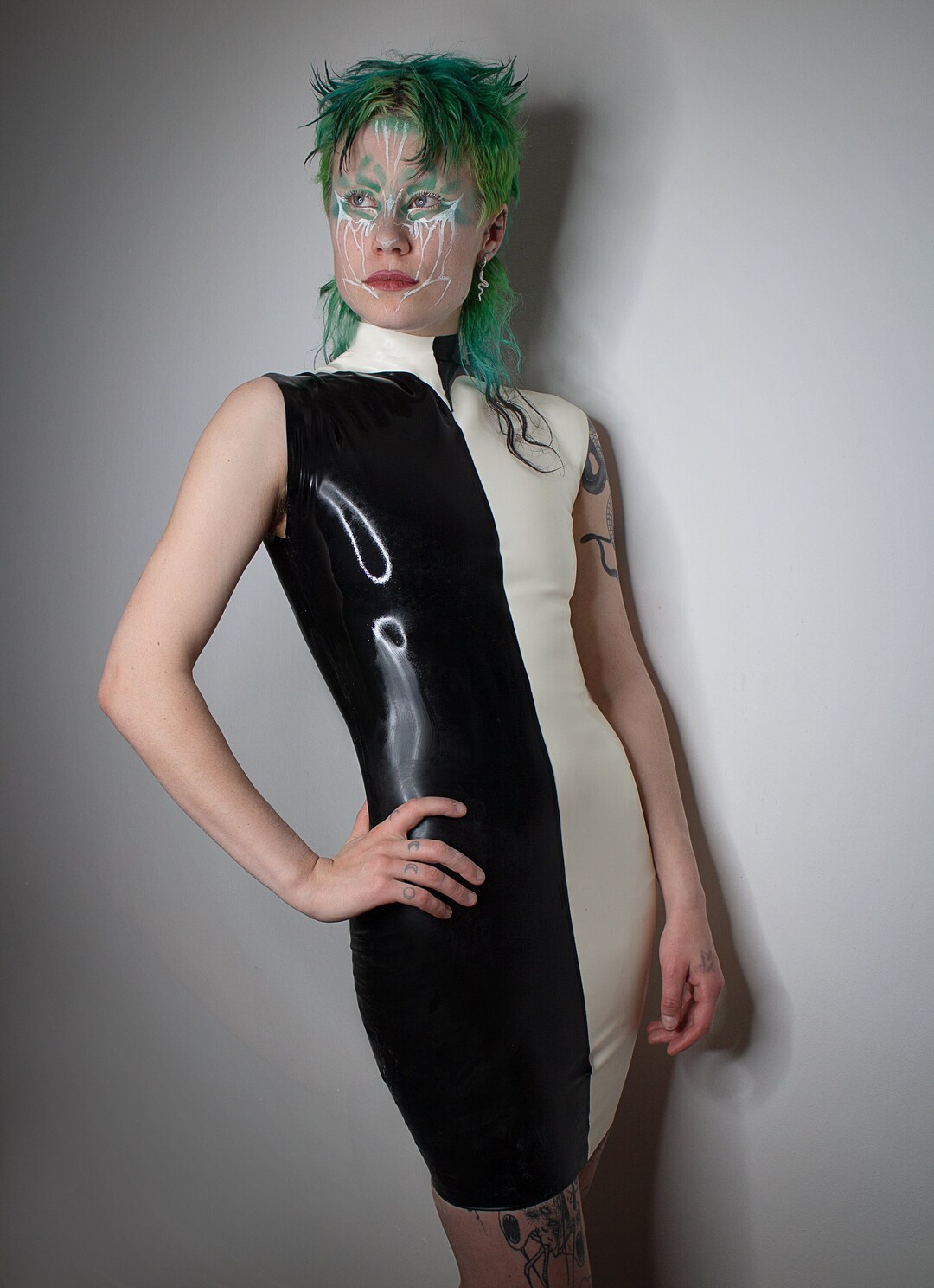 SCHISM Latex Dress Split Tone Sleeveless Dress | Custom Made to Fit - Etsy