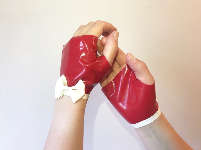 Latex Rubber Mitts Gloves Gauntlets Fetish Fashion Pair Etsy