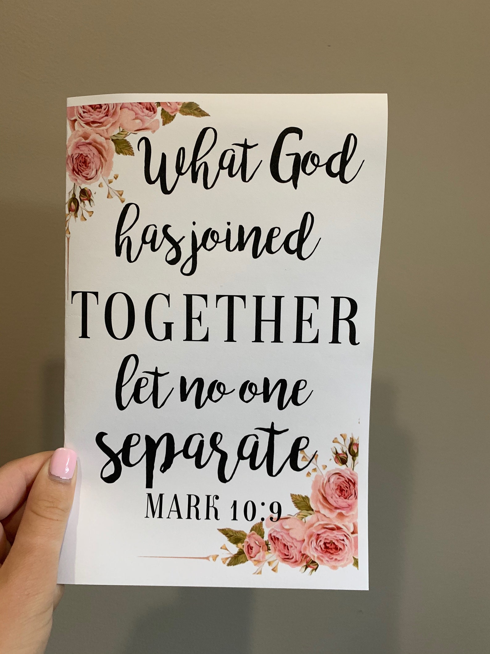 Customizable Christian Wedding Card With Mark 10:9 Verse - Etsy