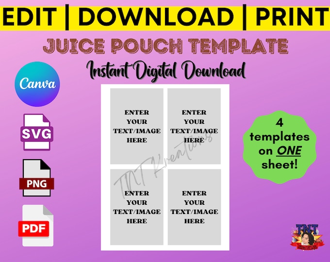 Juice Pouch Template Juice Template Capri Sun Label - Etsy
