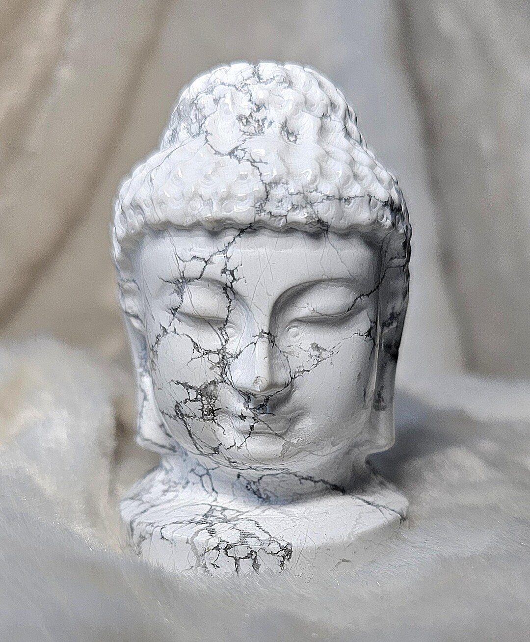 Crystal Budda Heads| All Natural Crystal Carving | Howlite, Obsidian ...