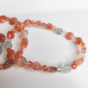 Orange Hearts Bead Crystal Bracelet With Sunstone Arusha Charm ...