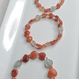 Orange Hearts Bead Crystal Bracelet With Sunstone Arusha Charm ...
