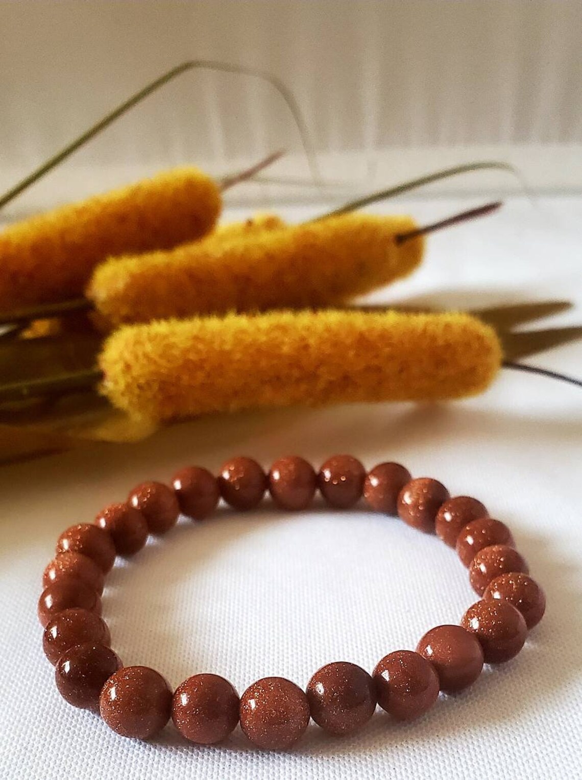 Gold Sandstone 8MM Crystal Stone Jewelry Bracelet. Gemstone Bead ...