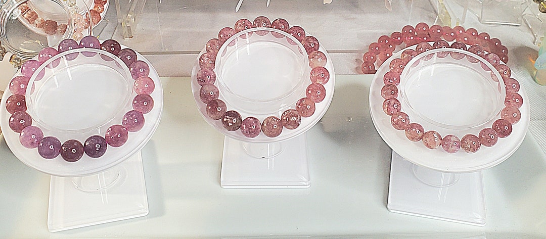 Pink Emerald Crystal Bead Bracelet: Handmade Mica Charm, 7.5" - Etsy