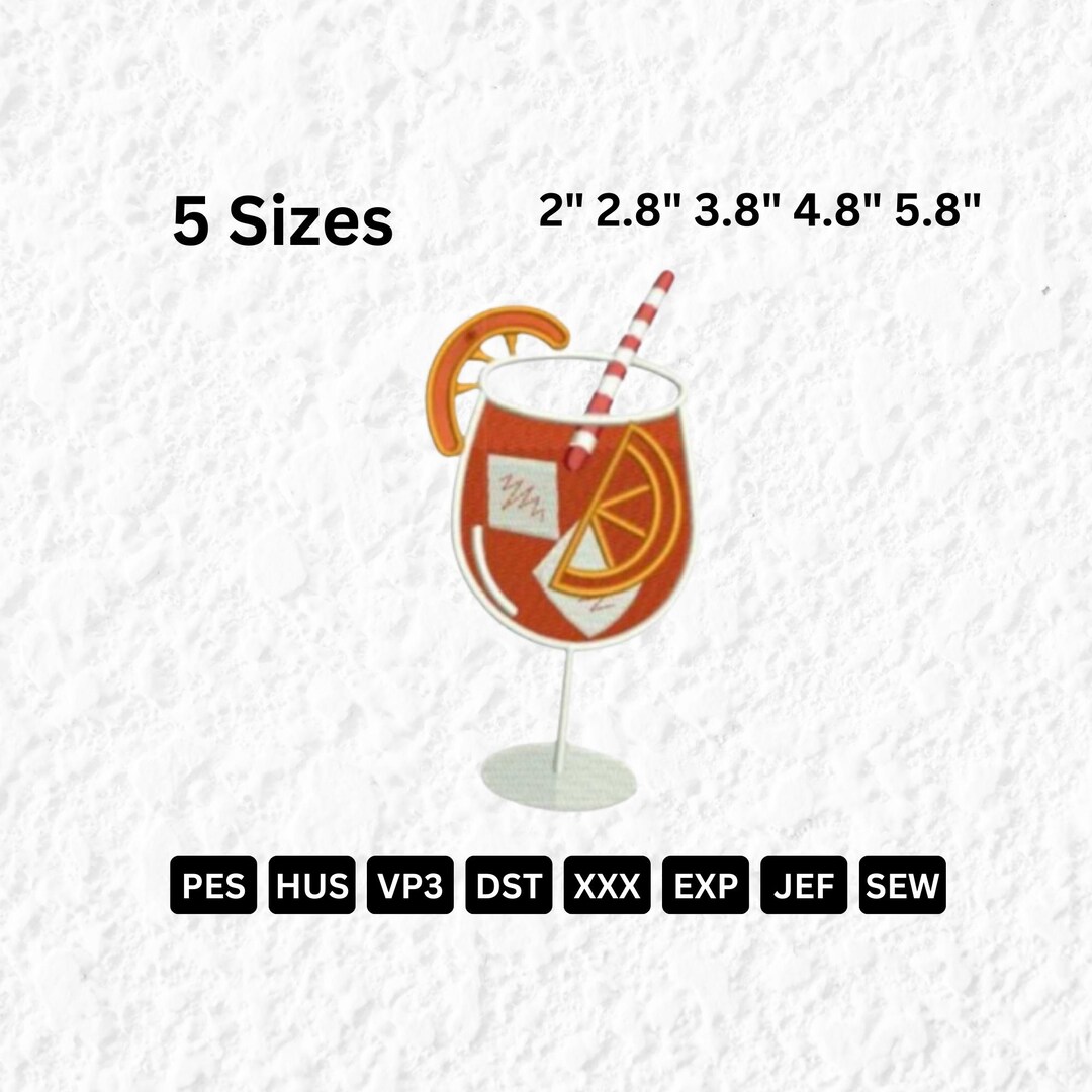 Aperol Spritz Embroidery Digital File - Aperol Cocktail File - Aperol ...