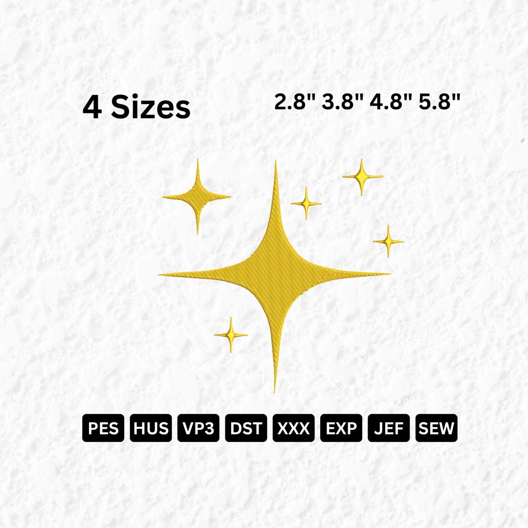 Sparkle Stars Embroidery Design: Shimmering Starburst (instant Download ...