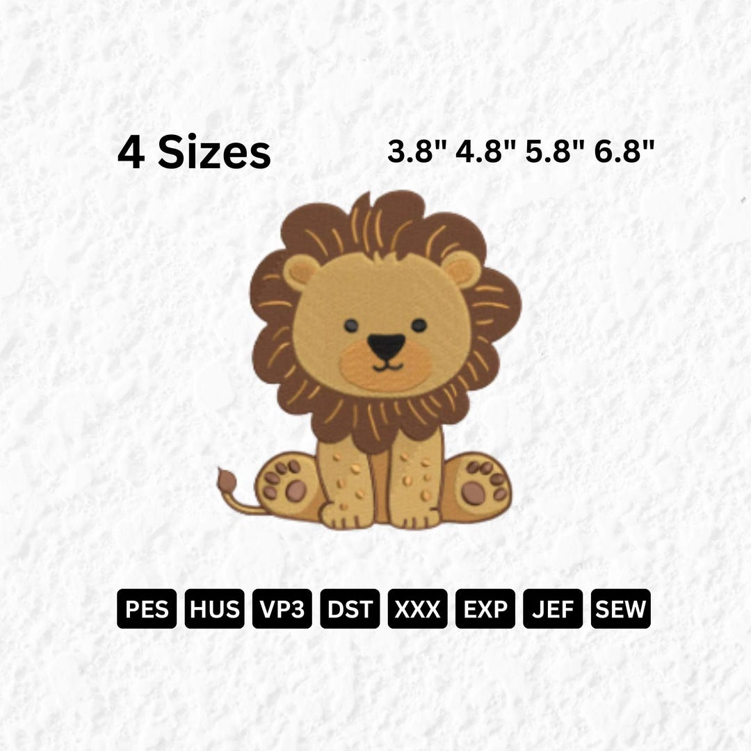 Baby Boy Lion Embroidery Design, Animal Embroidery Design, Machine ...