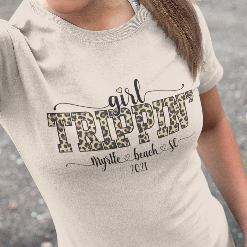 Personalized Girl Trippin' Leopard Print T-shirt | Girls Weekend - Etsy