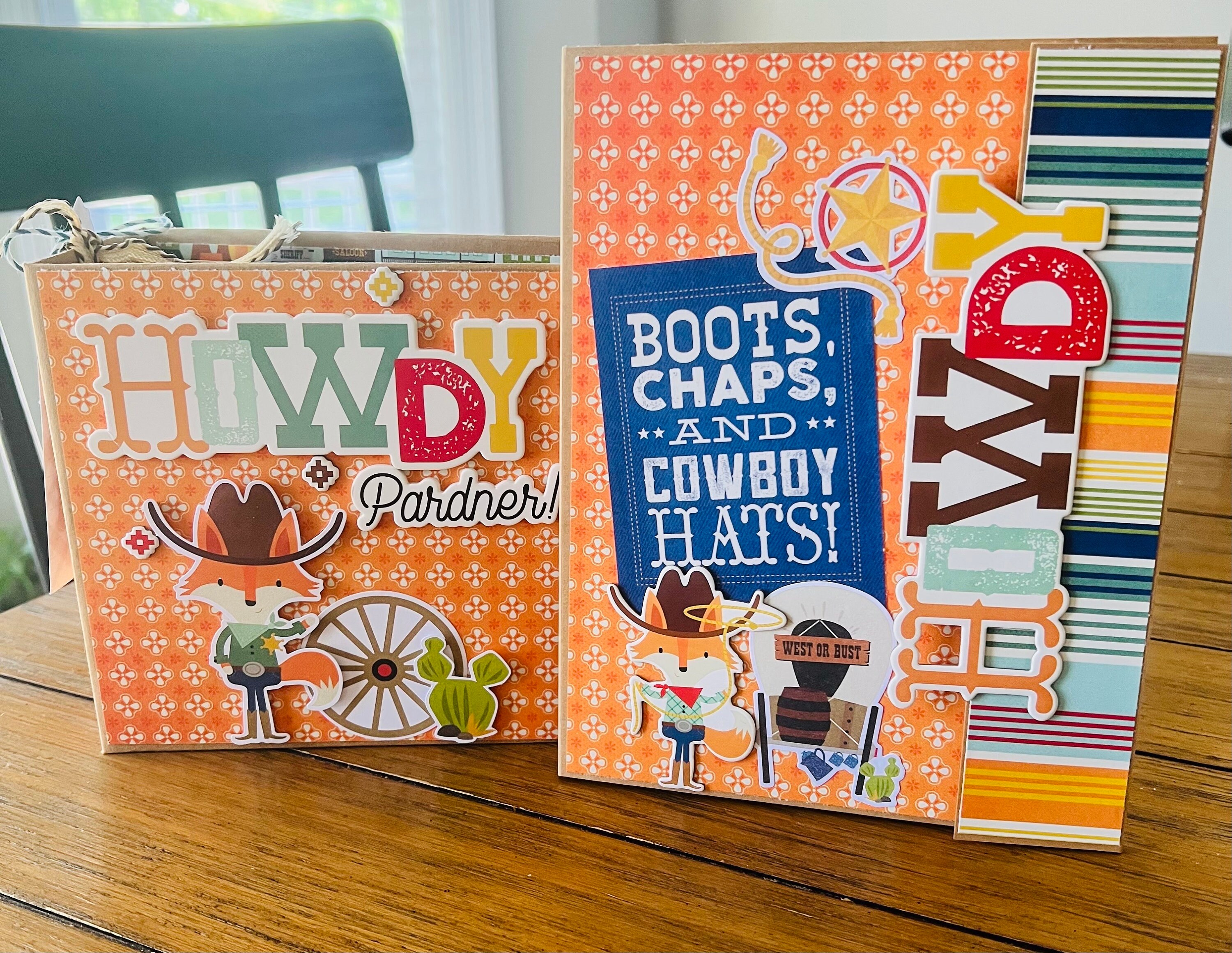 Handmade Scrapbook Mini Album, 6x6", Boys Album, Kids Album, Cowboys ...