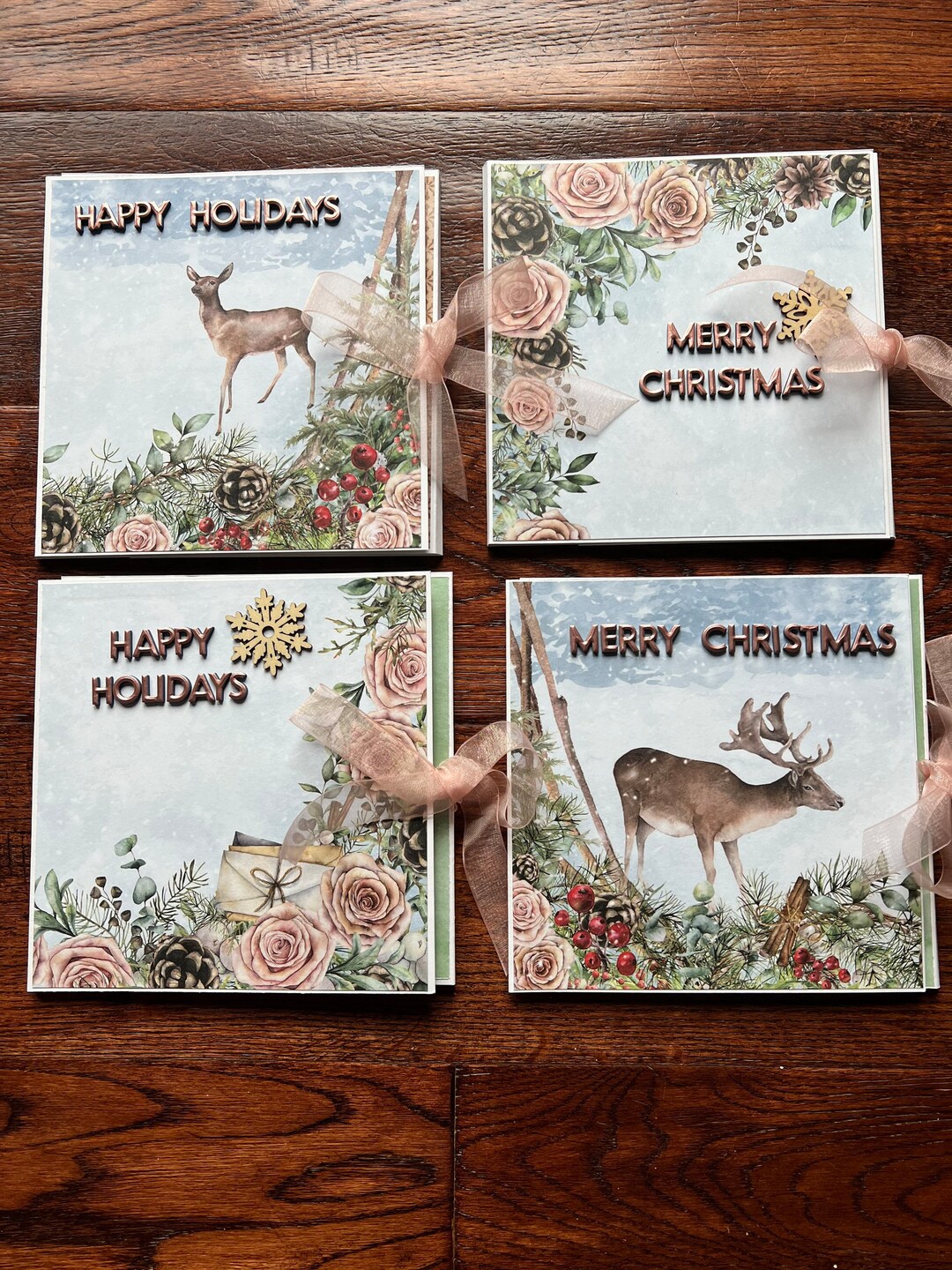 Handmade Cardstock Card Folio, Gift Card Holder, 6x6”, Christmas Card ...