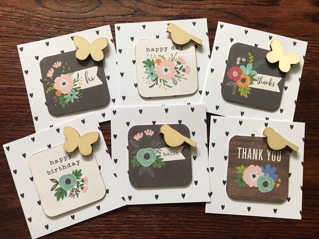Handmade Mini Cards: Floral Scrapbook Paper Embellishments - Etsy