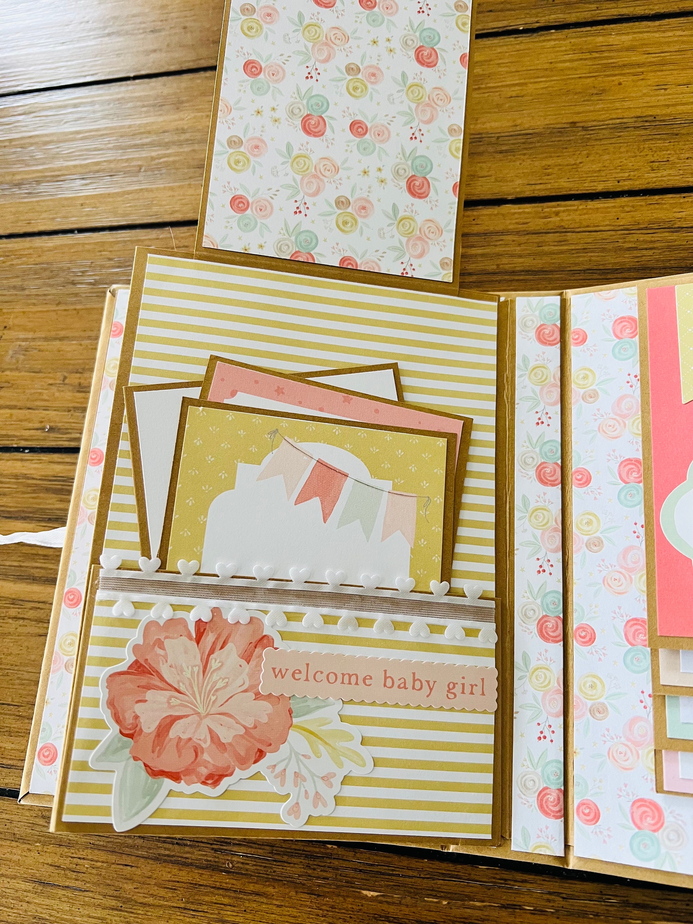 Handmade Scrapbook Mini Album, 5x6, Baby Album, Girls Baby Album, New ...