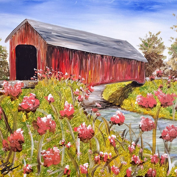 Red Covered Bridge - Etsy