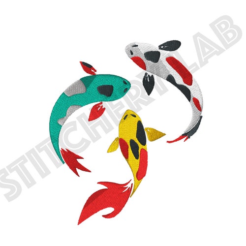 Two Koi Fish Machine Embroidery File Design 4x4 Inch Hoop - Etsy
